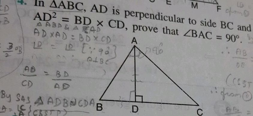 4. In $ ABC$, $AD$ is perpendicular to side | StudyX