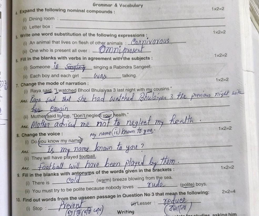 4. Expand the following nominal compounds: | StudyX