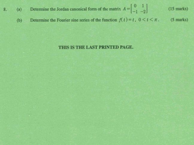 8. (a) Determine the Jordan canonical form | StudyX