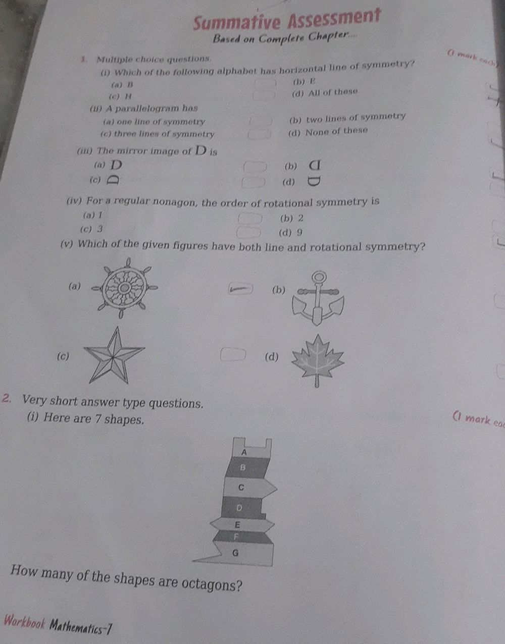 1. Multiple choice questions. (i) Which of | StudyX