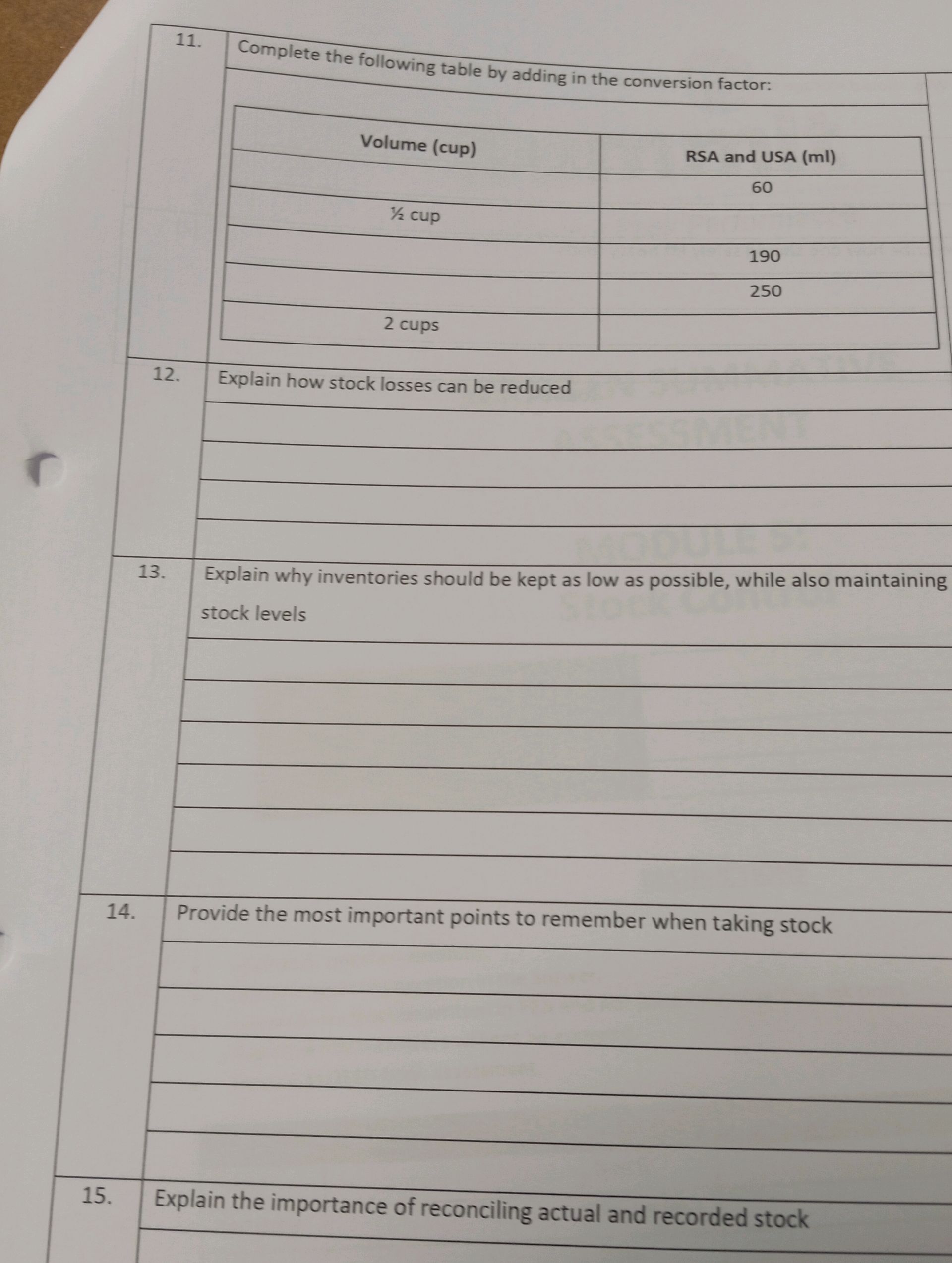 11. Complete the following table by adding | StudyX