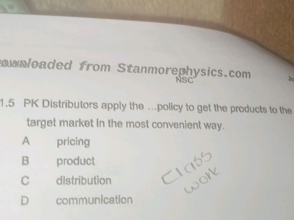 1. 5 PK Distributors apply the ...policy to | StudyX
