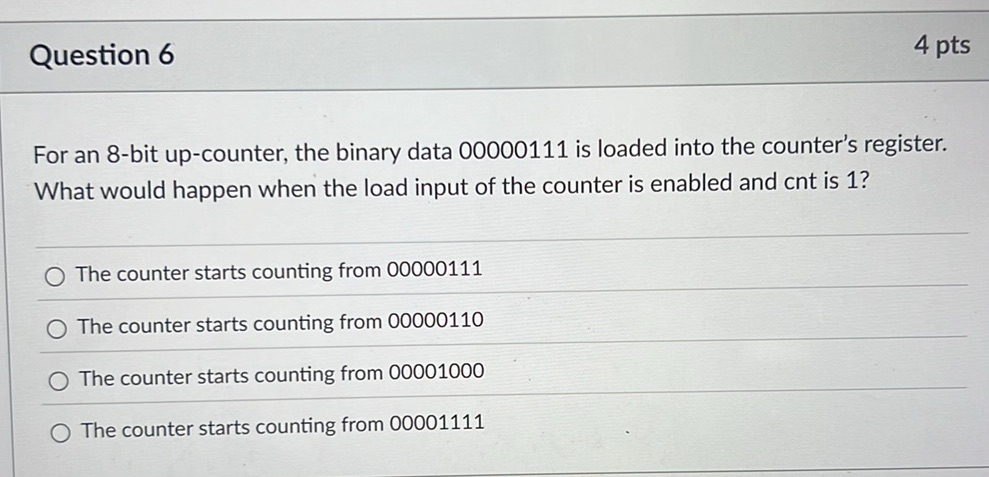 For an 8-bit up-counter, the binary data | StudyX