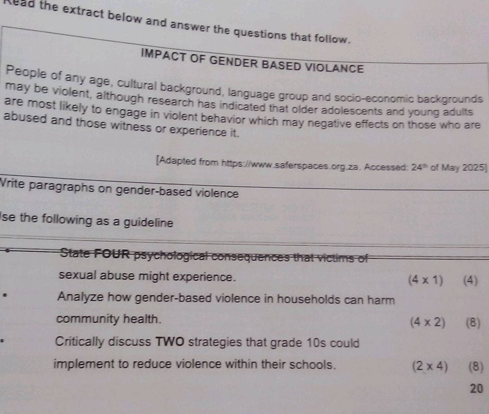State FOUR psychological consequences that | StudyX