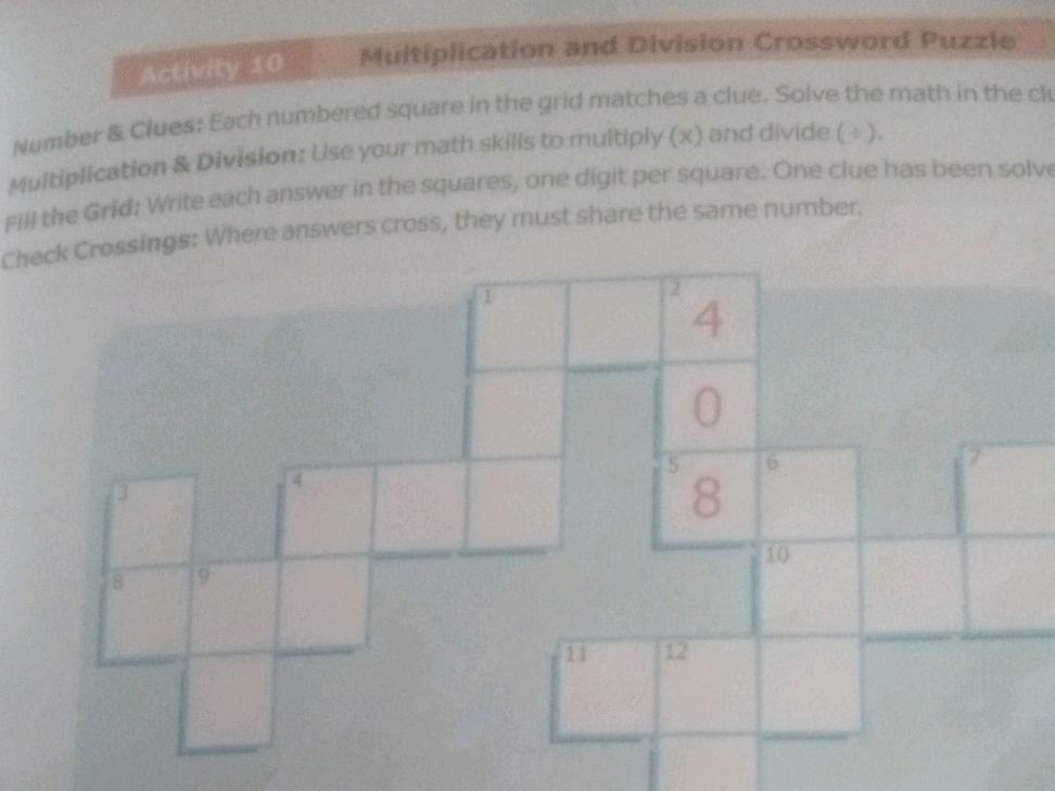 Number Clues: Each numbered square in the | StudyX