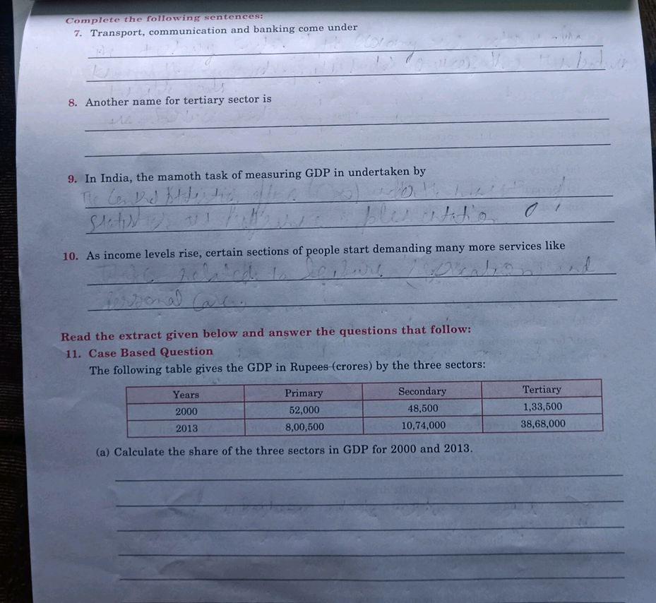 11. Case Based Question The following table | StudyX