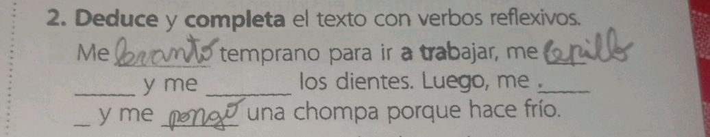 2. Deduce y completa el texto con verbos | StudyX