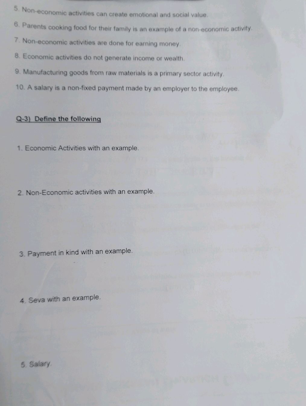 Q-3) Define the following 1. Economic | StudyX