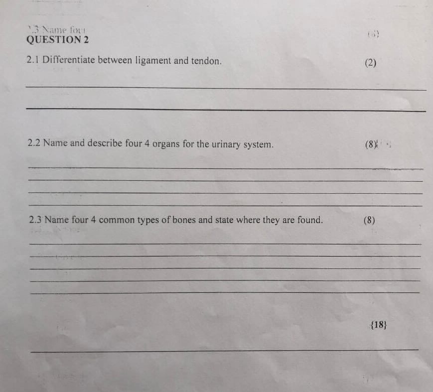 2.1 Differentiate between ligament and | StudyX