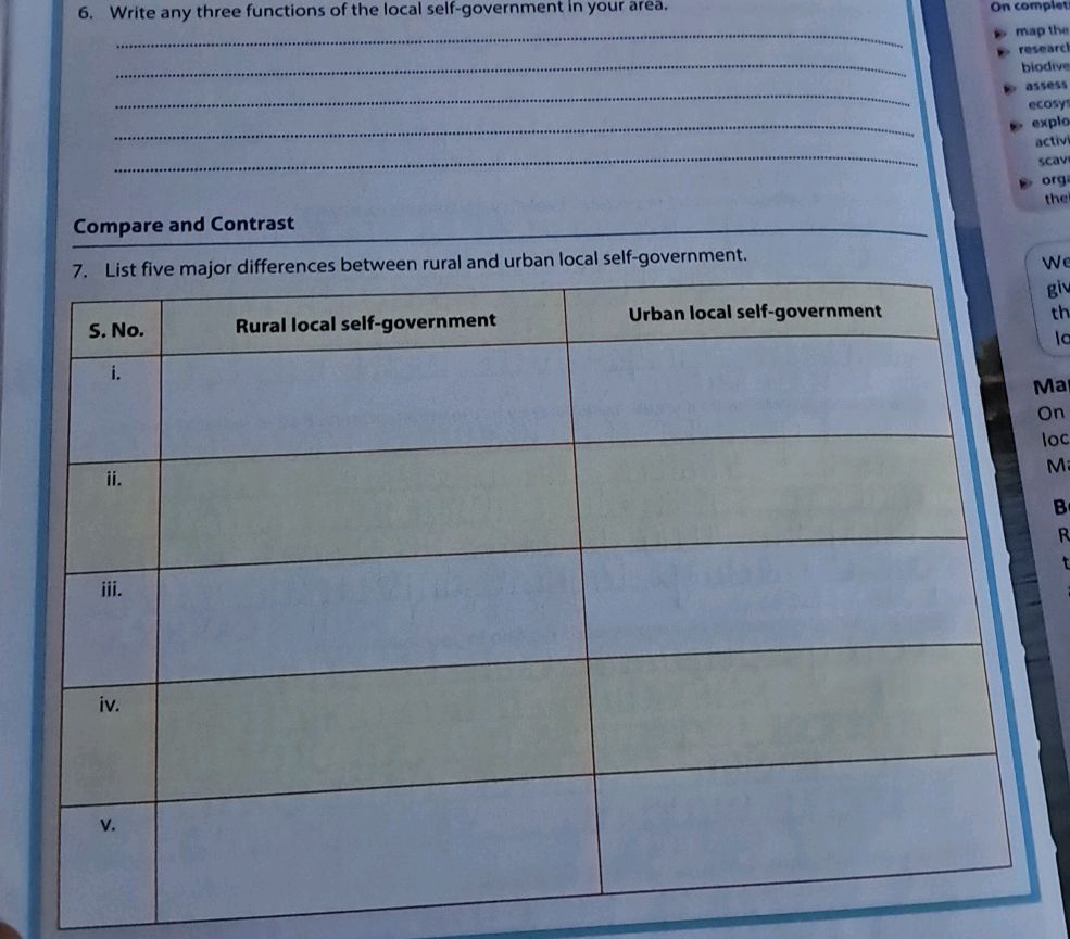 7. List five major differences between rural | StudyX