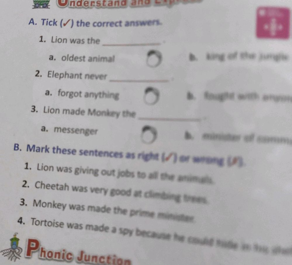 A. Tick ( ) the correct answers. 1. Lion | StudyX