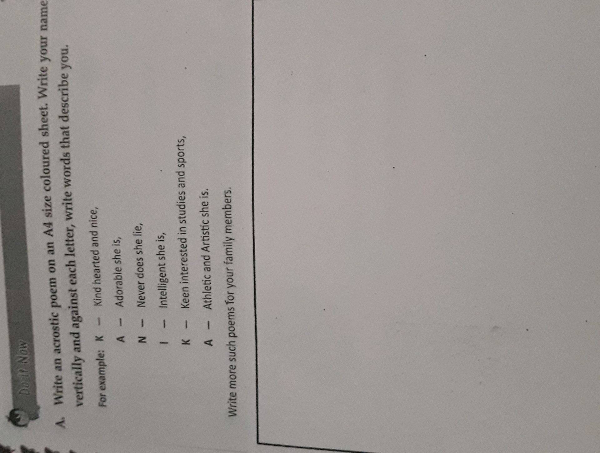 A. Write an acrostic poem on an A4 size | StudyX
