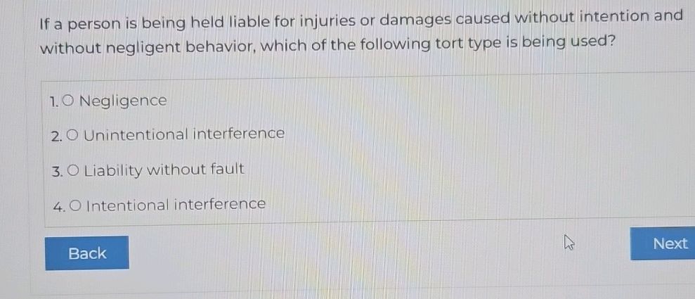 If a person is being held liable for | StudyX