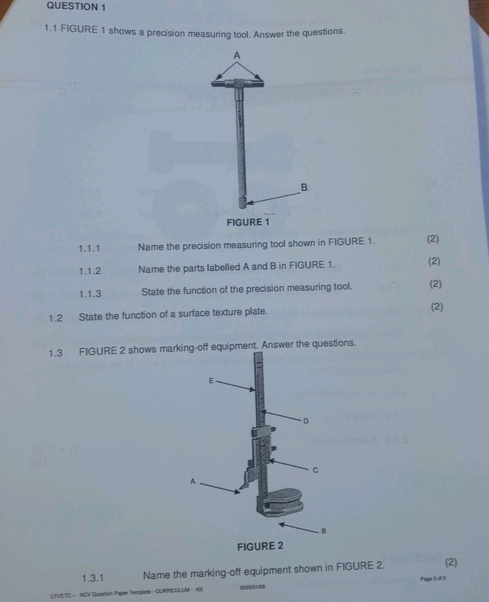 1.1 FIGURE 1 shows a precision measuring | StudyX