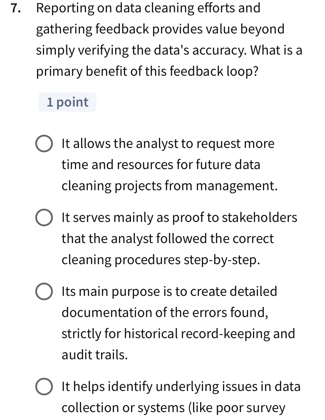 Reporting on data cleaning efforts and