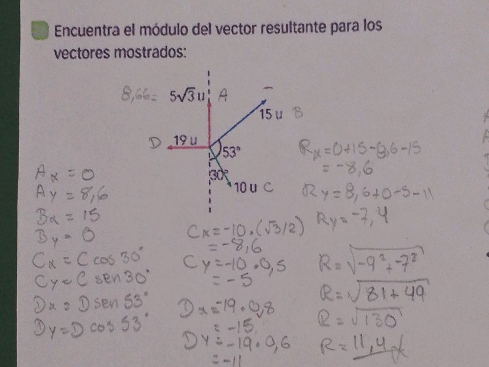 Encuentra el módulo del vector resultante | StudyX
