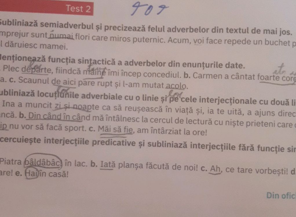 Subliniază semiadverbul și precizează felul | StudyX