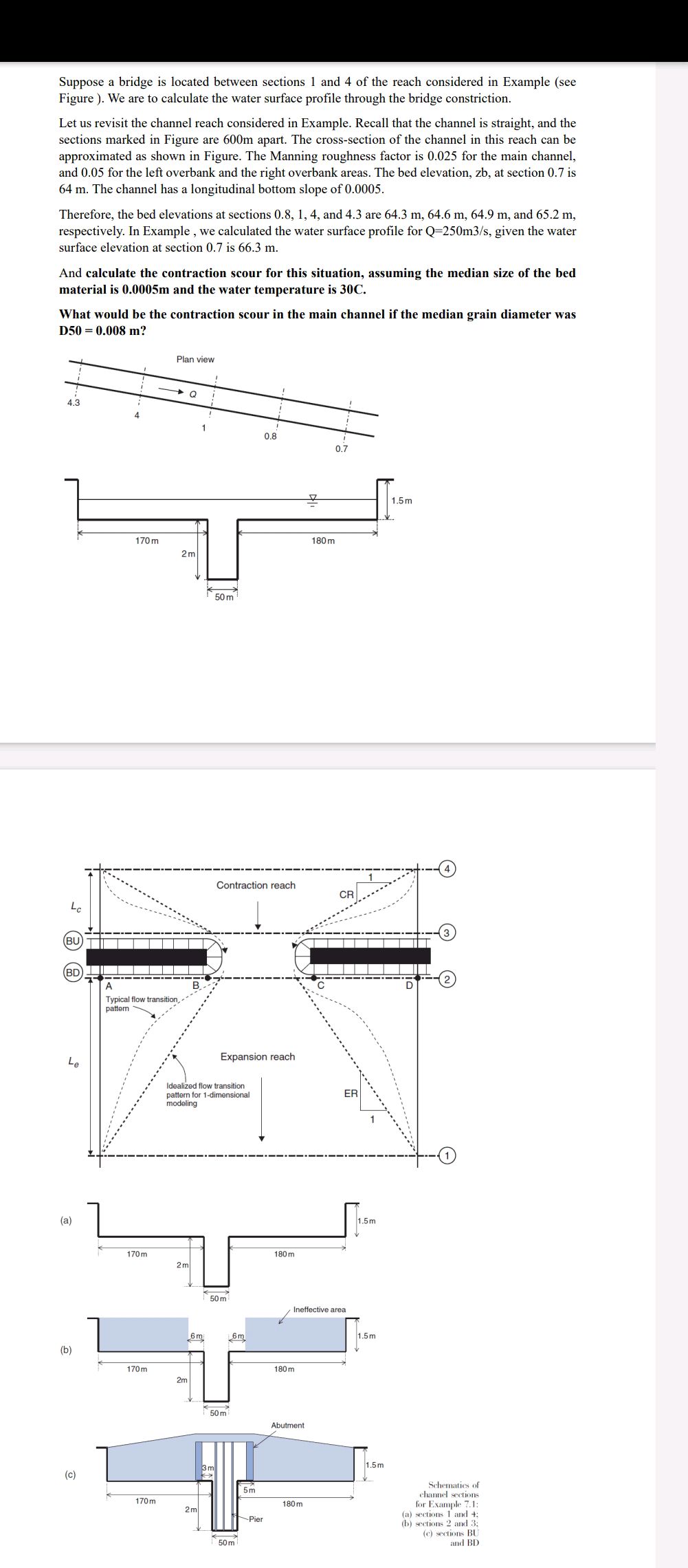 And calculate the contraction scour for this | StudyX