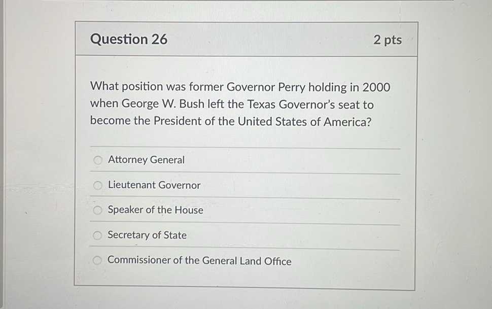What position was former Governor Perry | StudyX