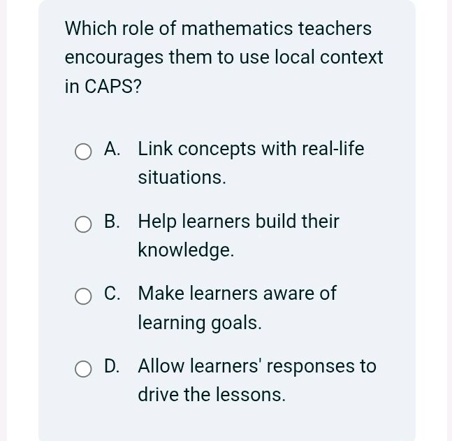 Which role of mathematics teachers | StudyX