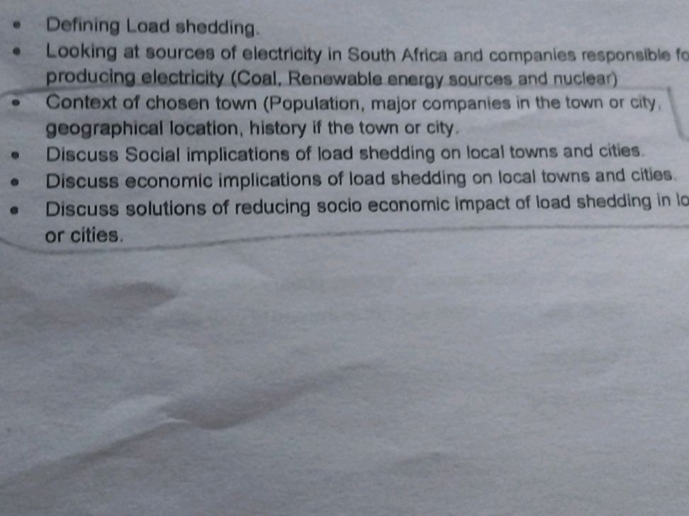 Defining Load shedding. Looking at sources | StudyX