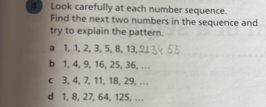 Look carefully at each number sequence. Find | StudyX