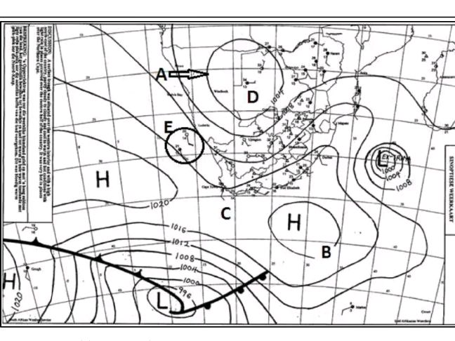 The image is a weather map with isobars, | StudyX