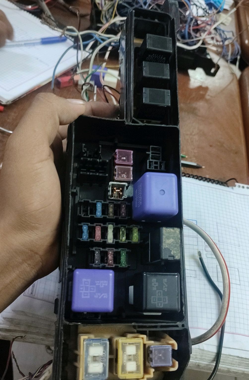 The image shows a fuse box with various | StudyX
