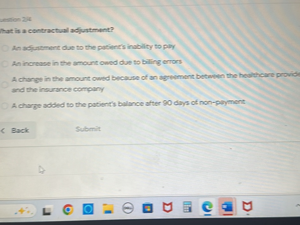 What is a contractual adjustment? An | StudyX