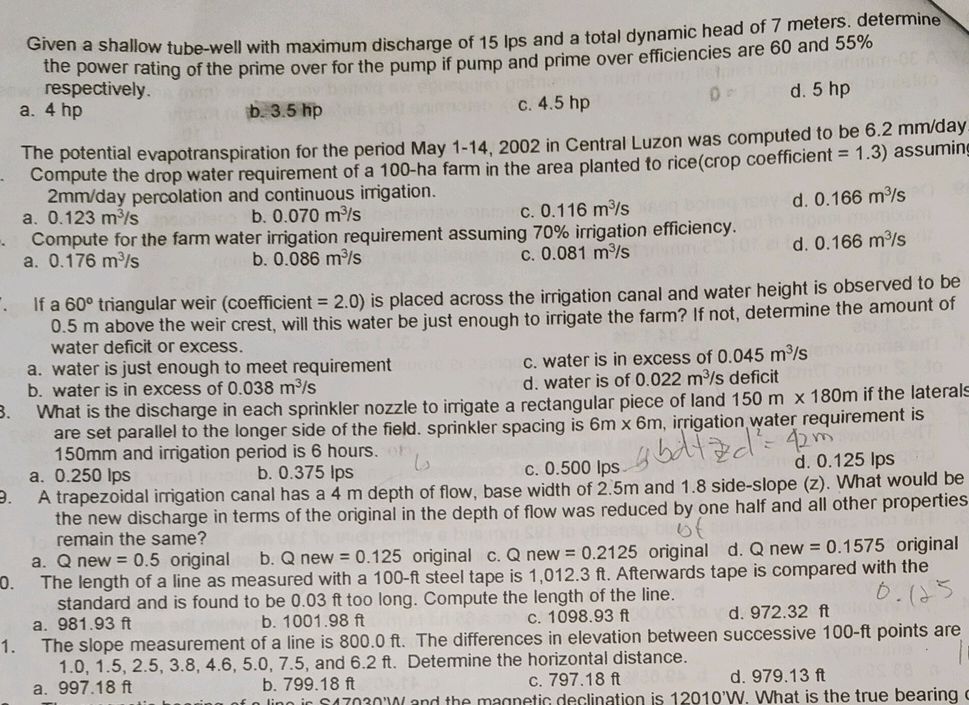 1. Given a shallow tube-well with maximum | StudyX