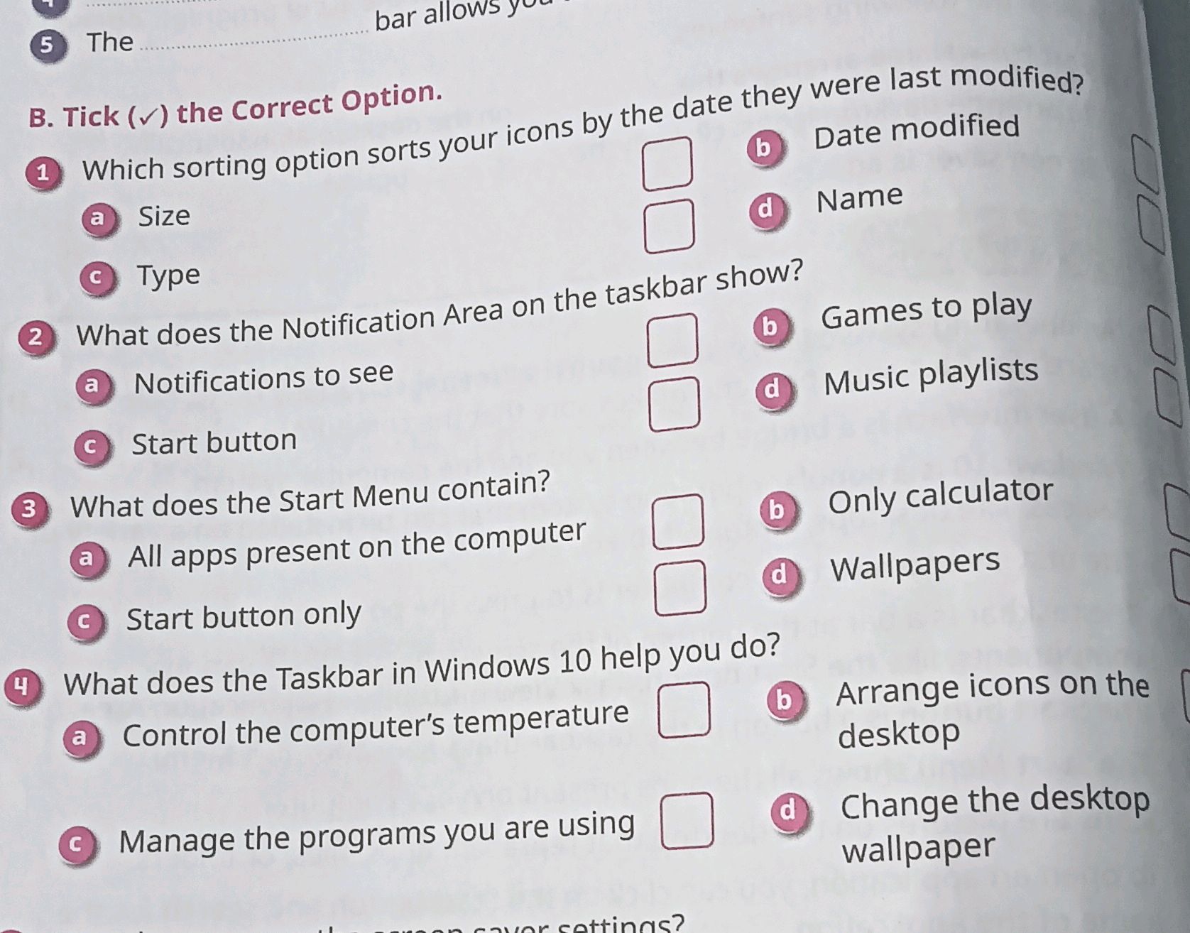 B. Tick ( ) the Correct Option. 1. Which | StudyX