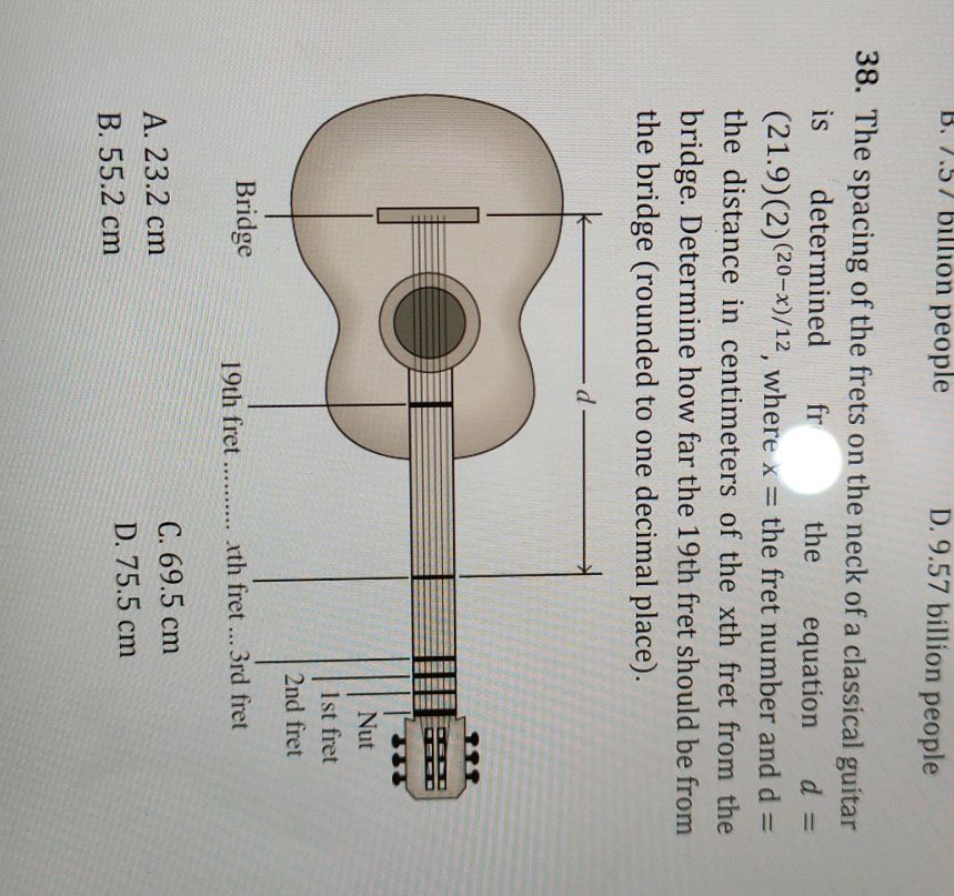 38. The spacing of the frets on the neck of | StudyX