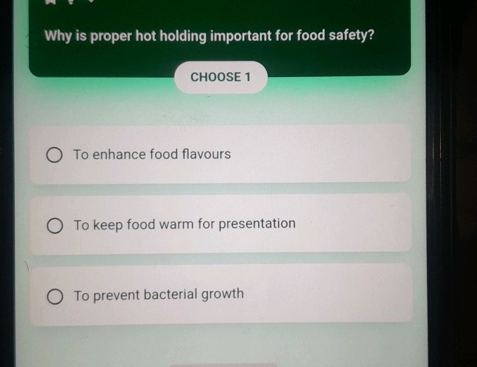 Why is proper hot holding important for food | StudyX
