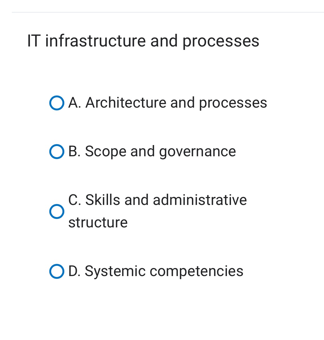 IT infrastructure and processes A. | StudyX