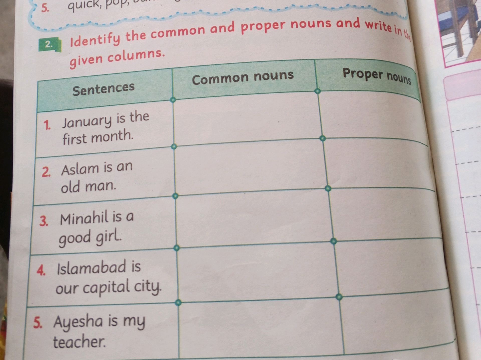 Identify the common and proper nouns and | StudyX