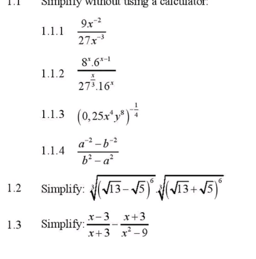 1.1 Simplify without using a calculator: | StudyX
