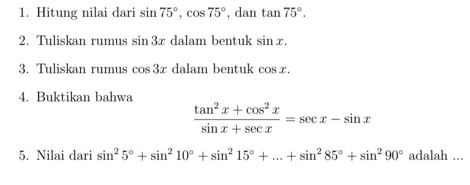 1. Hitung nilai dari $ 75^ $, $ 75^ $, dan | StudyX