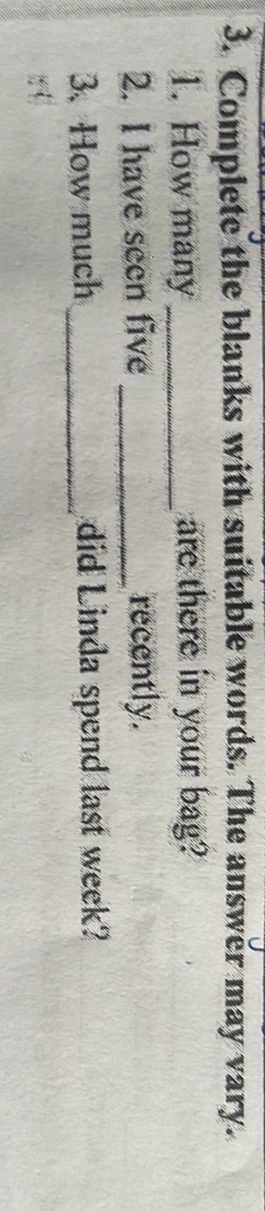 3. Complete the blanks with suitable words. | StudyX