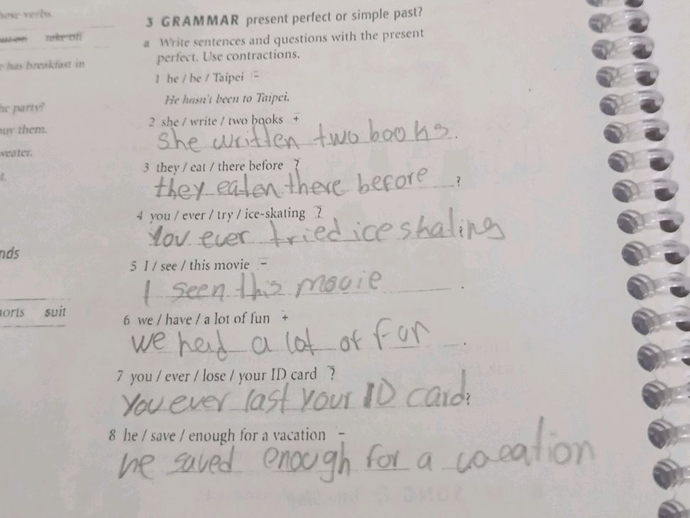 3 GRAMMAR present perfect or simple past? a | StudyX