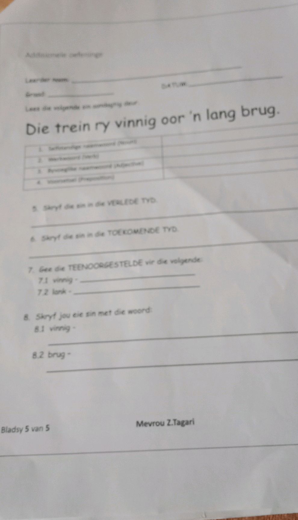 Lees die volgende en sondagrig deur Die | StudyX