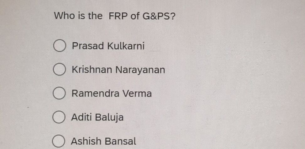 Who is the FRP of G PS? Prasad Kulkarni | StudyX