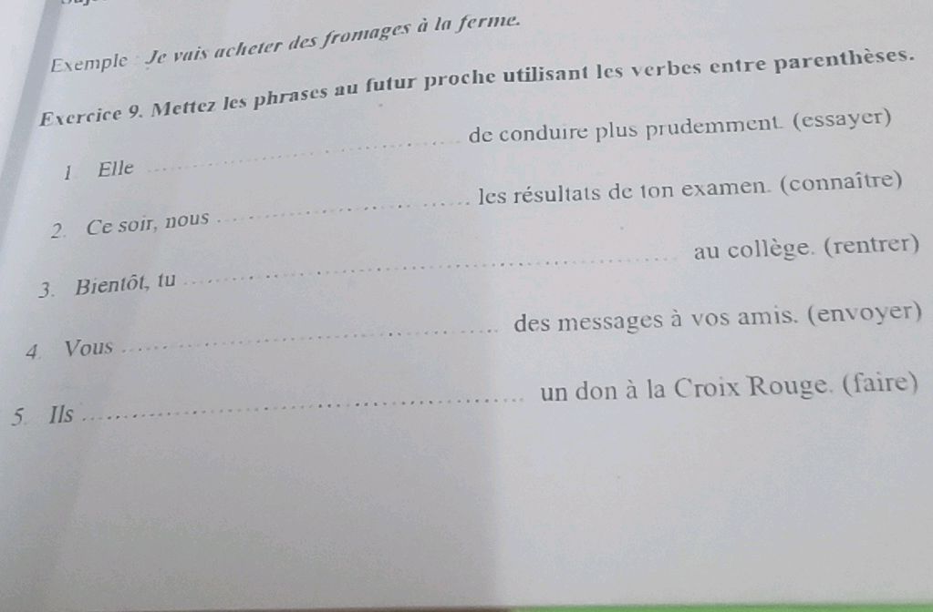 Exercice 9. Mettez les phrases au futur | StudyX