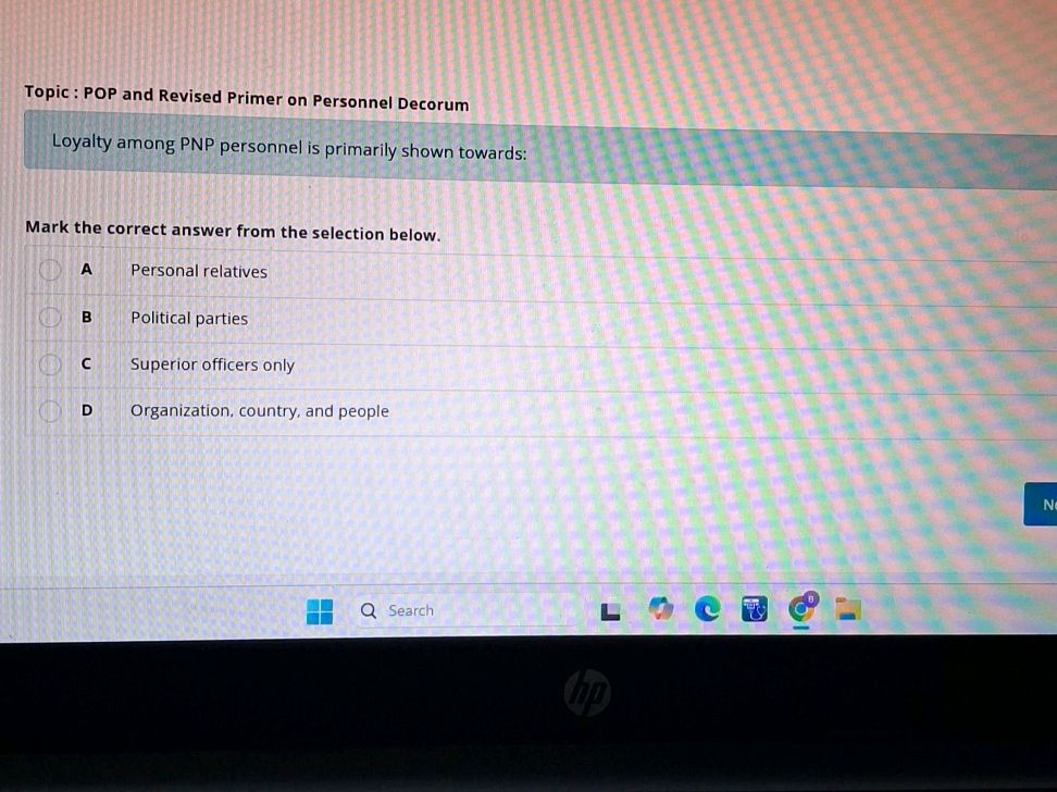 Loyalty among PNP personnel is primarily | StudyX