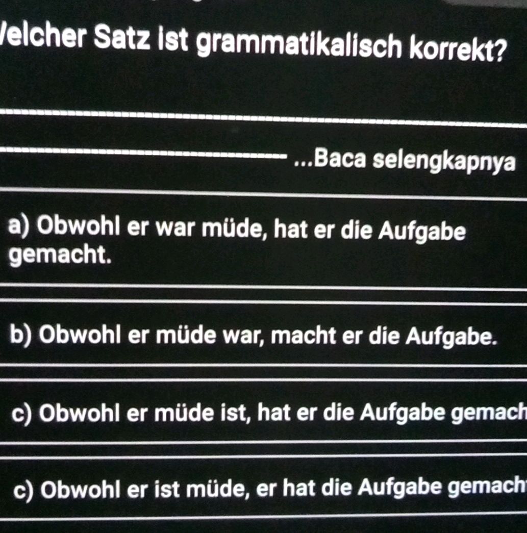 Welcher Satz ist grammatikalisch korrekt? | StudyX