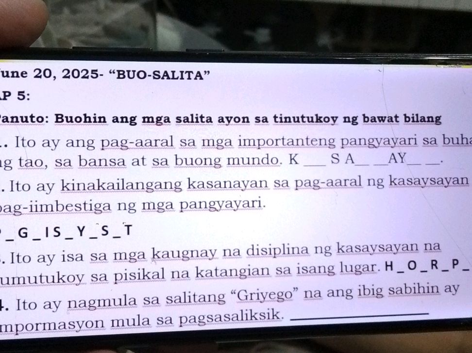 Panuto: Buohin ang mga salita ayon sa | StudyX