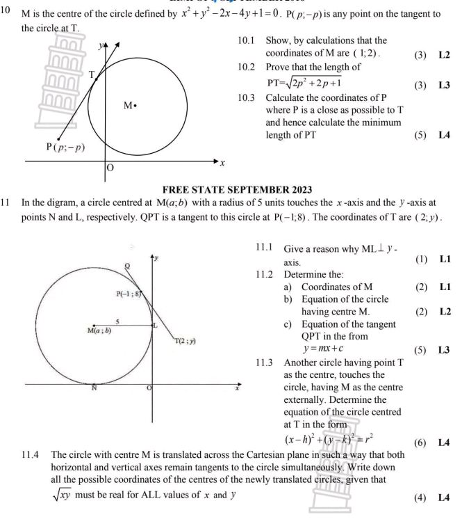 10 M is the centre of the circle defined by | StudyX