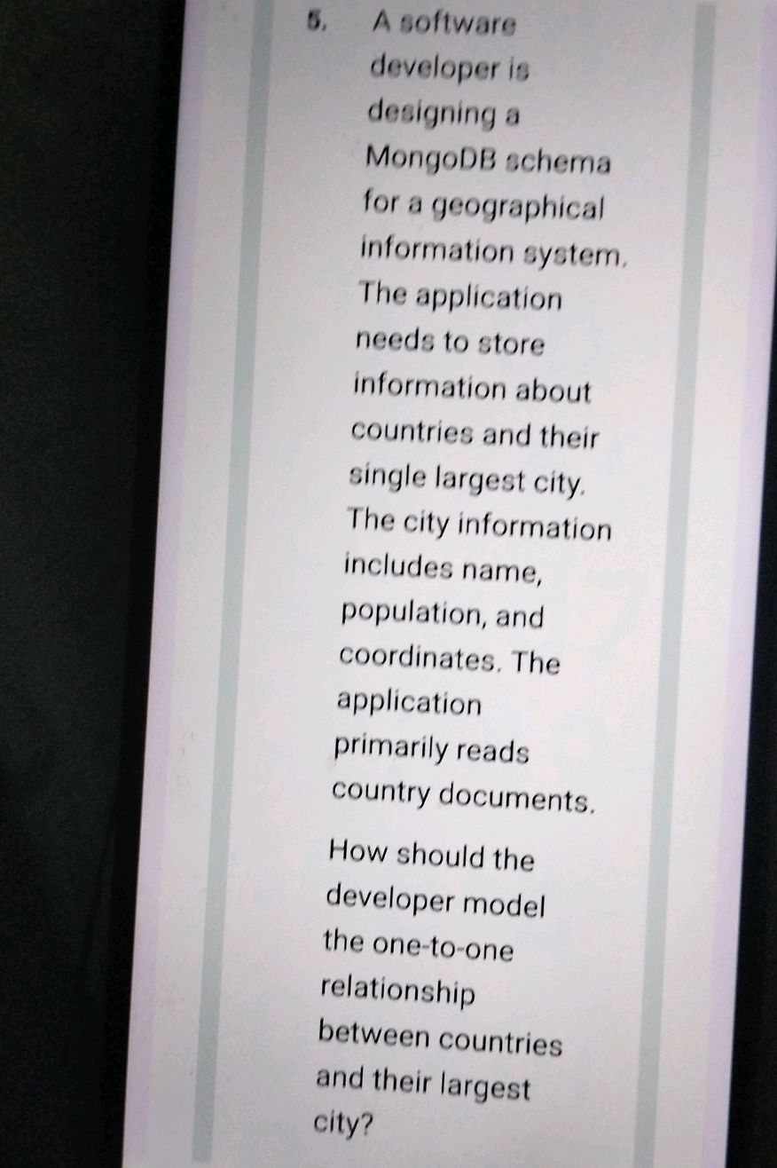 A software developer is designing a MongoDB | StudyX