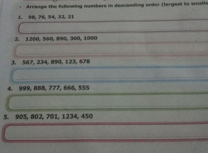 Arrange the following numbers in descending | StudyX