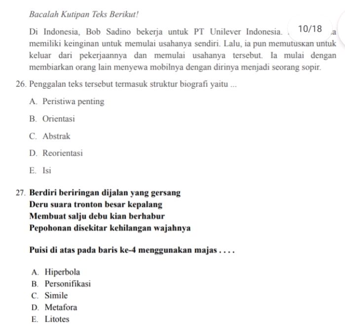 26. Penggalan teks tersebut termasuk | StudyX