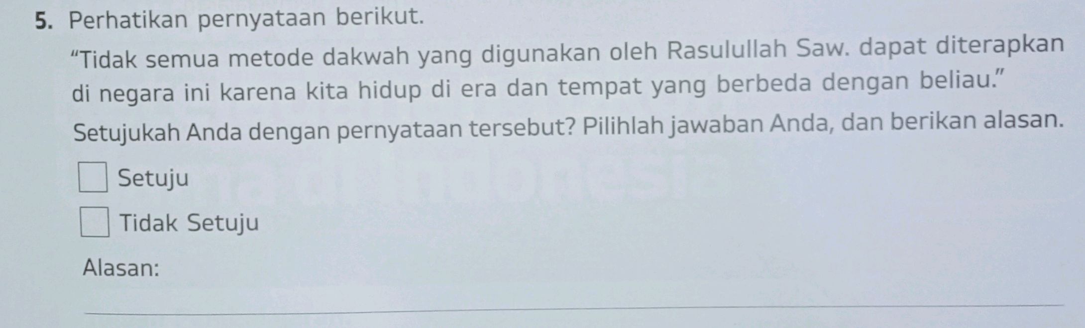 5. Perhatikan pernyataan berikut. "Tidak | StudyX